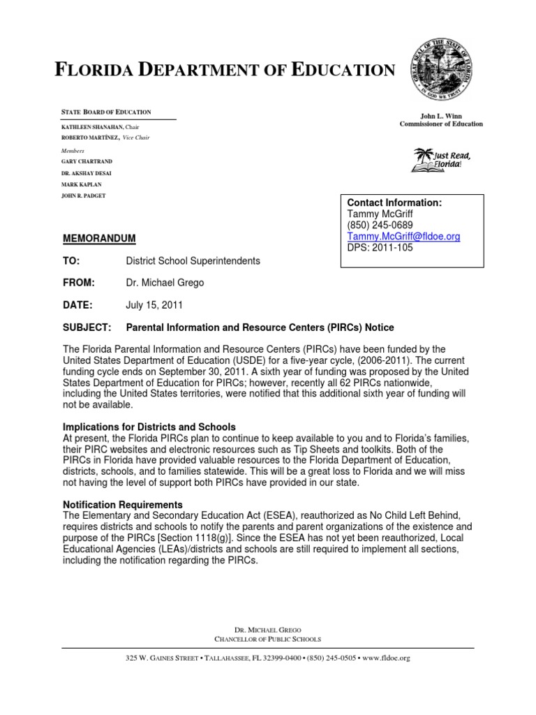 7-15-11 PIRCs Notice DPS-2011-105 | PDF | Elementary And Secondary ...