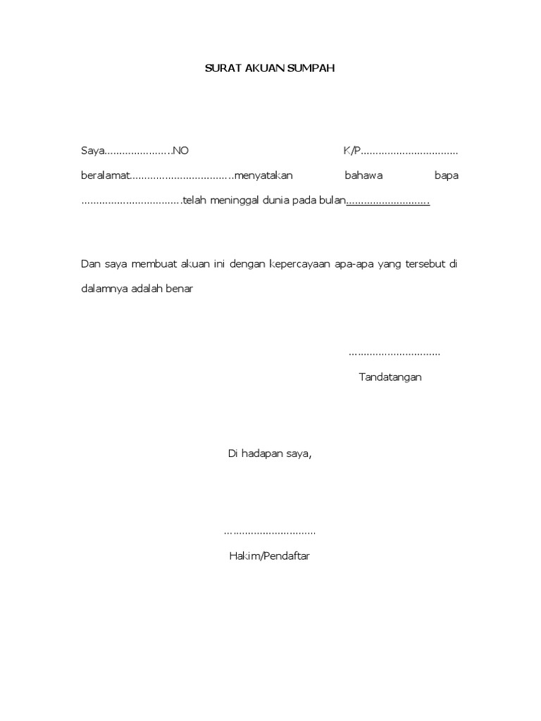 Surat Akuan Sumpah | PDF