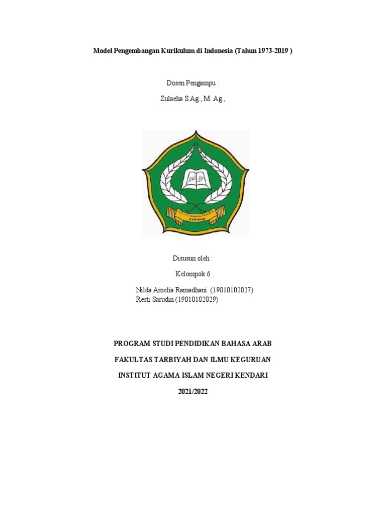 KLP 6 Model Pengembangan Kurikulum Di Indonesia Tahun 1973-2019 | PDF KLP 6 Model Pengembangan Kurikulum Di Indonesia Tahun 1973-2019 | PDF