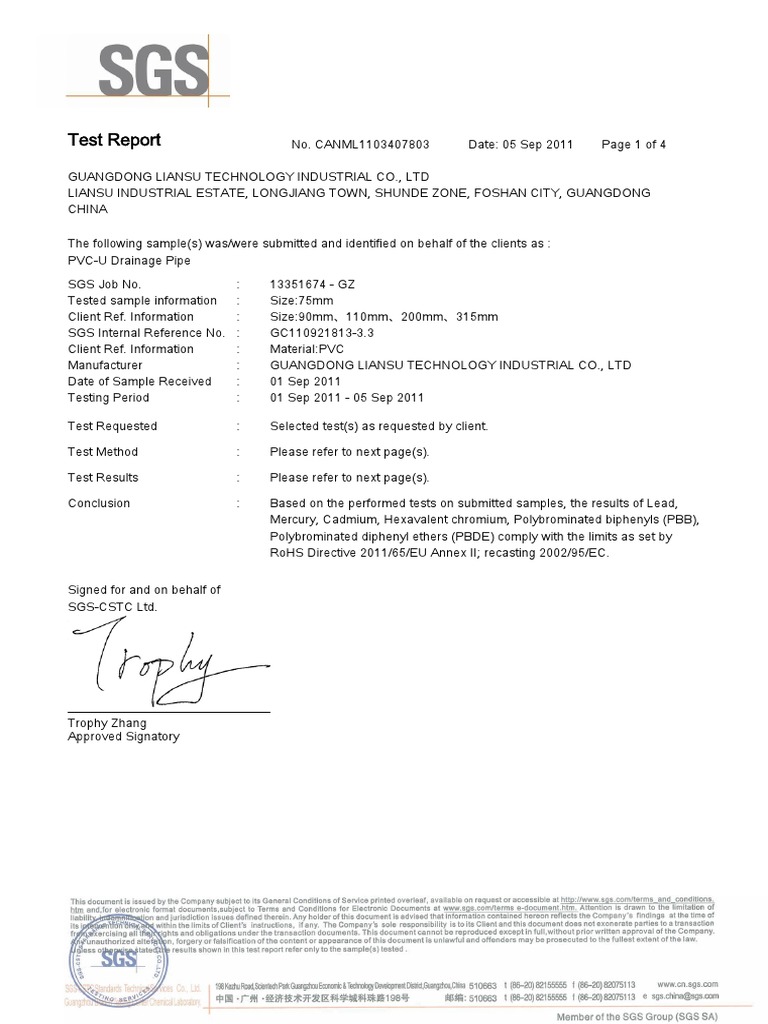 SGS Test Report | Download Free PDF | Chemical Compounds | Pollution