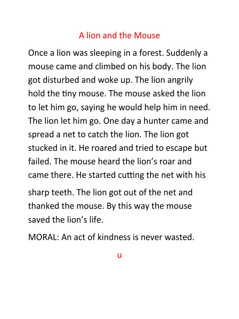 English Story - A Lion and The Mouse | PDF