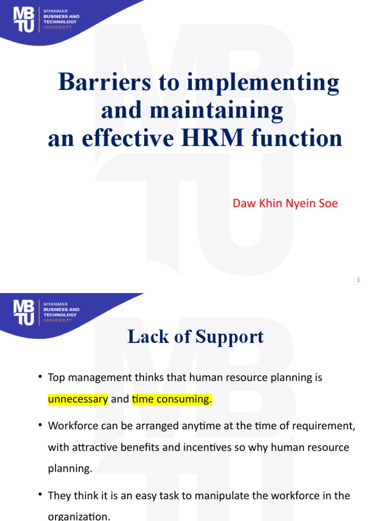 7 Barriers To Implementing and Maintaining An Effective HRM Function | PDF | Human Resource ...