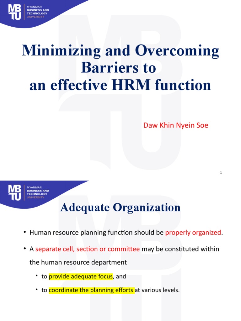 8 Minimizing and Overcoming Barriers To An Effective HRM Function | PDF | Human Resources ...