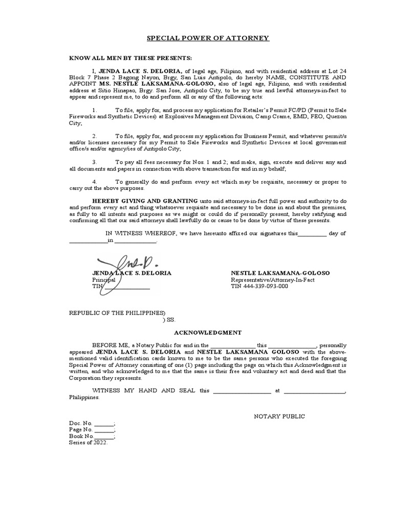 SPA Ness | PDF | Notary Public | Power Of Attorney