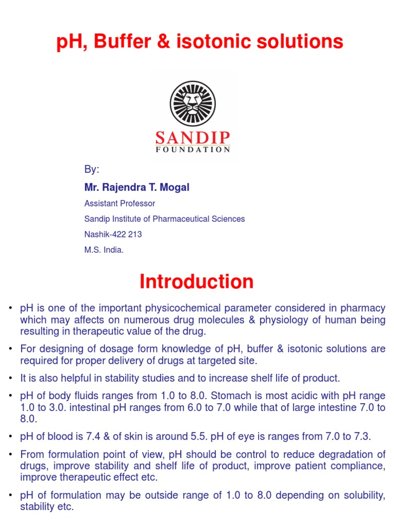 PH, Buffer & Isotonic Solutions | PDF | Ph | Buffer Solution