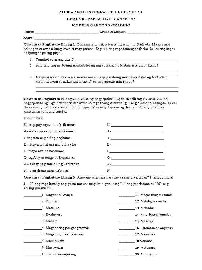 Activity Sheet Module 6 | PDF