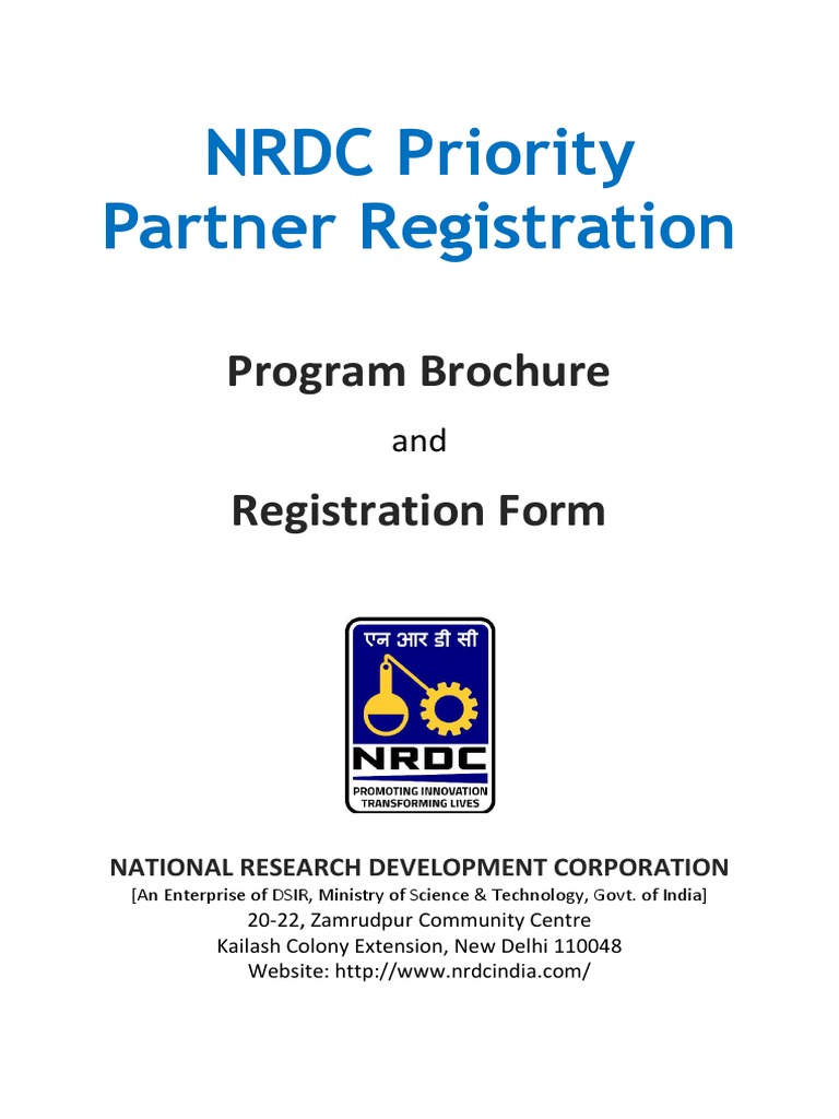 Brochure Regn Form NRDC Priority Partner Registration | PDF | Patent | Business