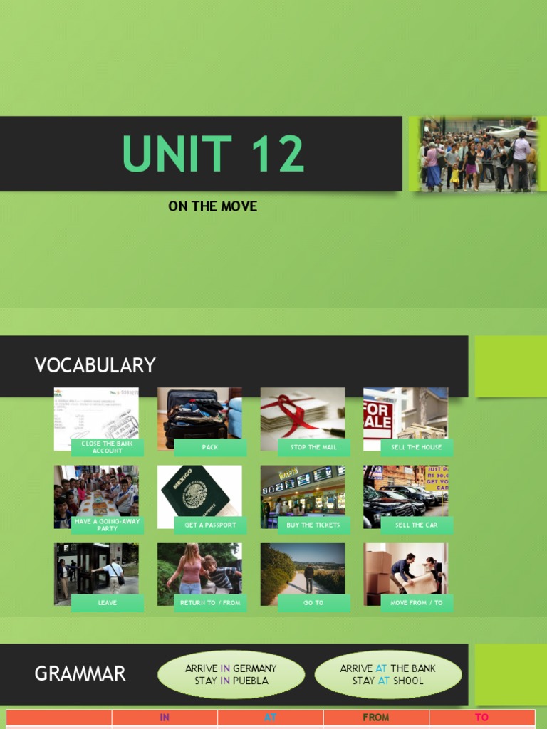 Vocabulary and Grammar for Moving | PDF | Linguistics | Languages