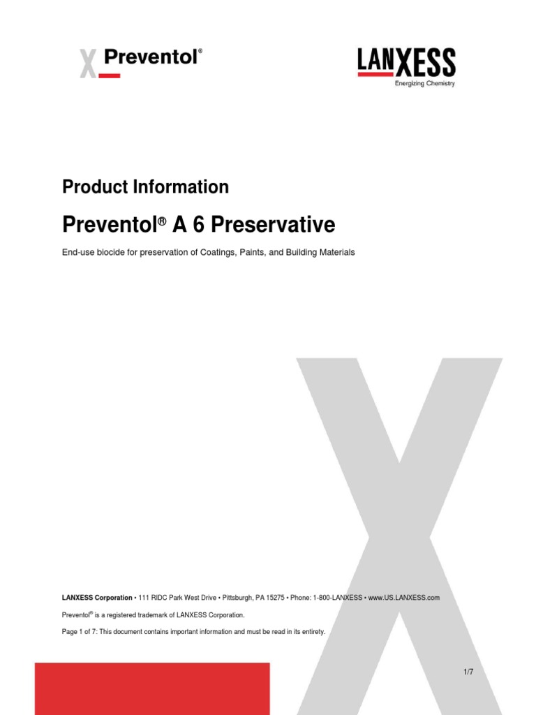 Preventol A6 | PDF | Physical Sciences | Materials