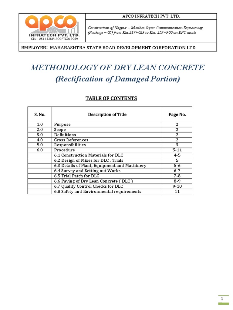 DLC Rectification Methodology - Nagpur Mumbai R0 | PDF | Concrete ...