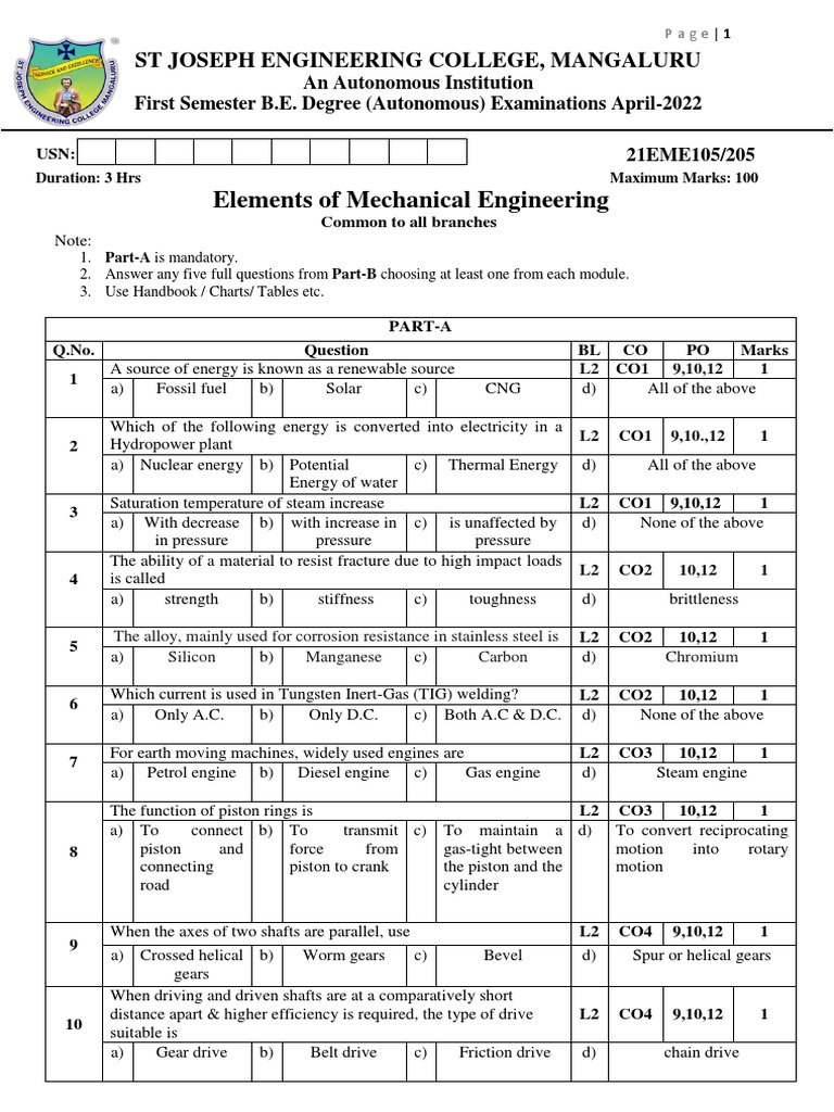 Elements of Mechanical Engineering-2 | PDF | Belt (Mechanical) | Gear