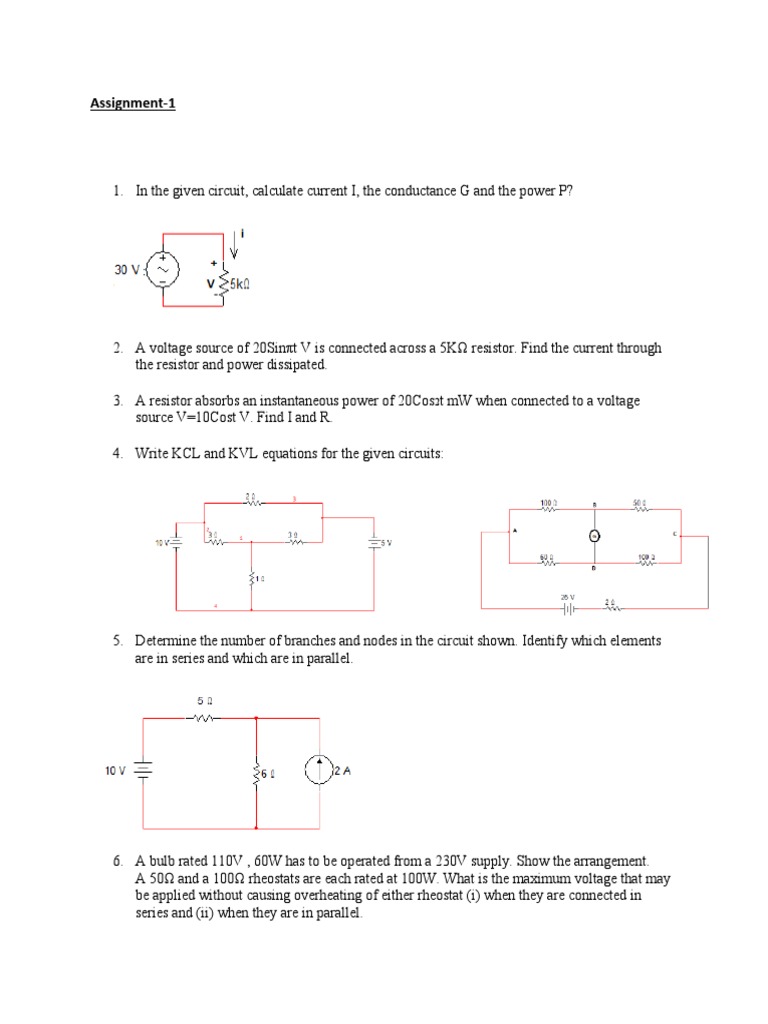 Assignment 1 For Circuits | PDF | Series And Parallel Circuits | Electrical Network