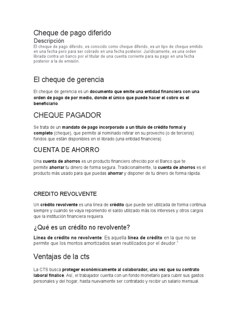 Cheque de Pago Diferido | PDF | Bancos | Cheque