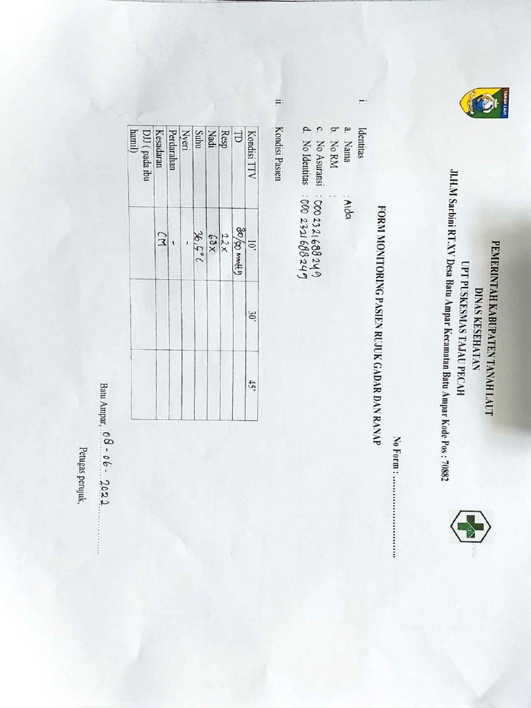 3.7.1.2 Pengisian Form Monitoring Selama Rujukan | PDF