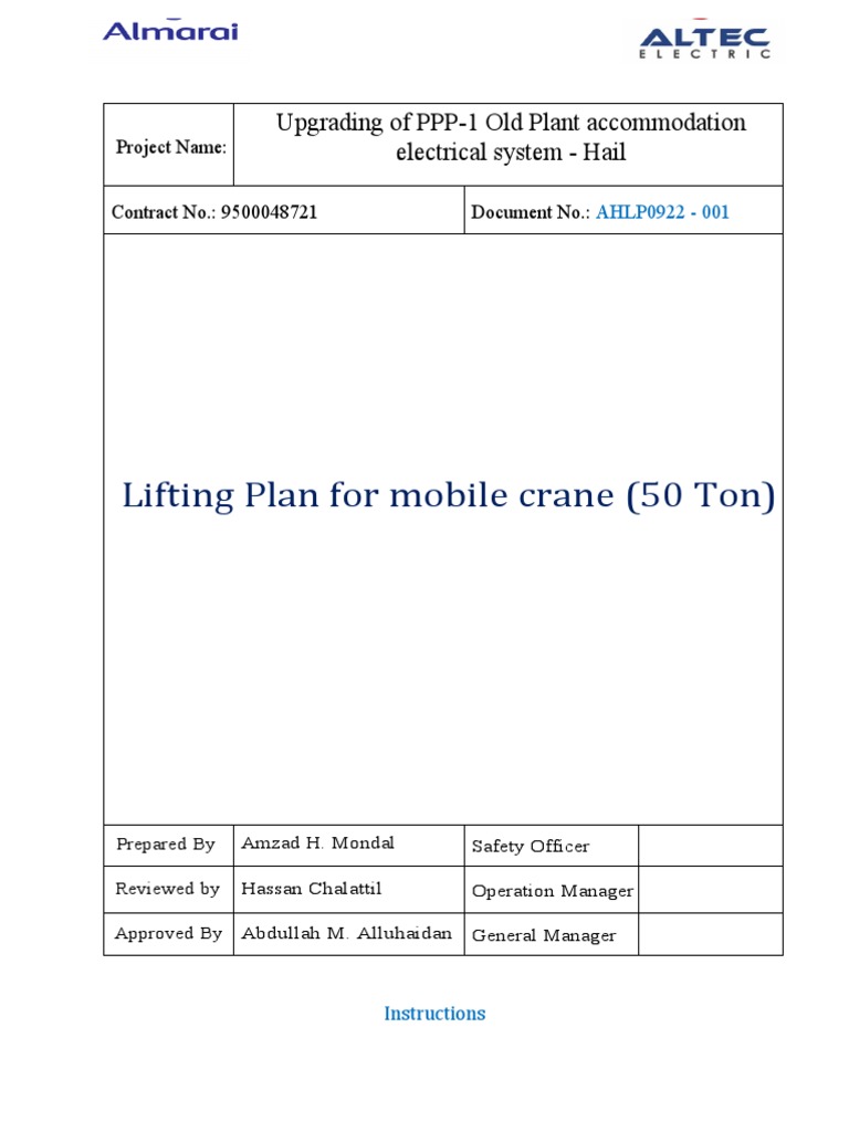 Lifting Plan For Almarai Hail Project | PDF | Crane (Machine) | Elevator