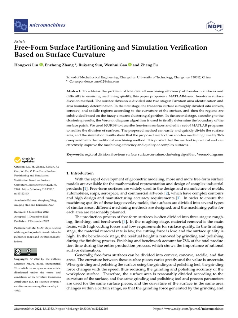 Free Form Surface Partitioning And Simulation Veri Pdf Curvature Cluster Analysis 2458