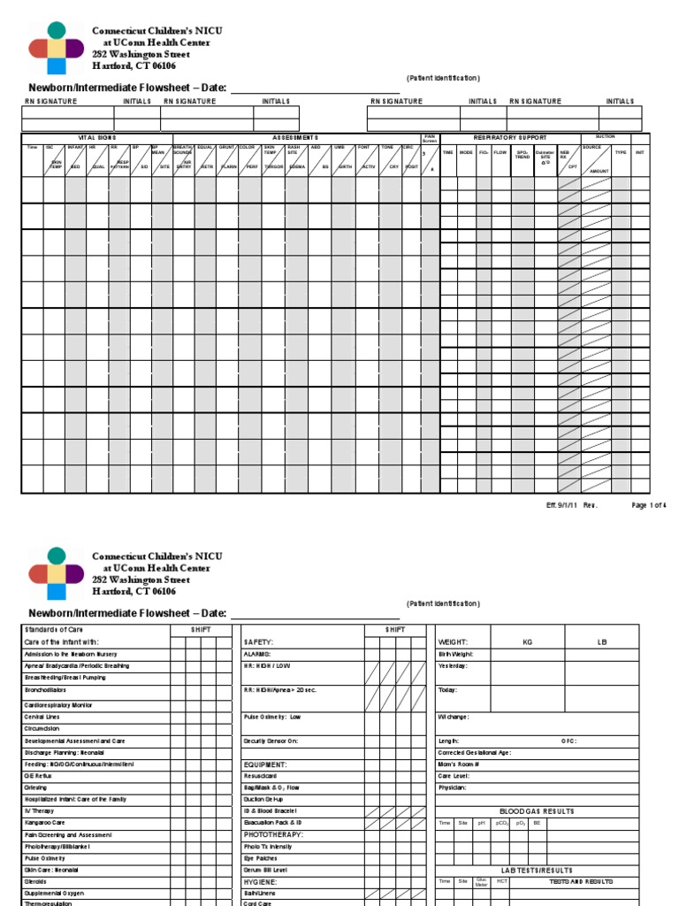 Icu Flowsheet | PDF | Infants | Neonatal Intensive Care Unit