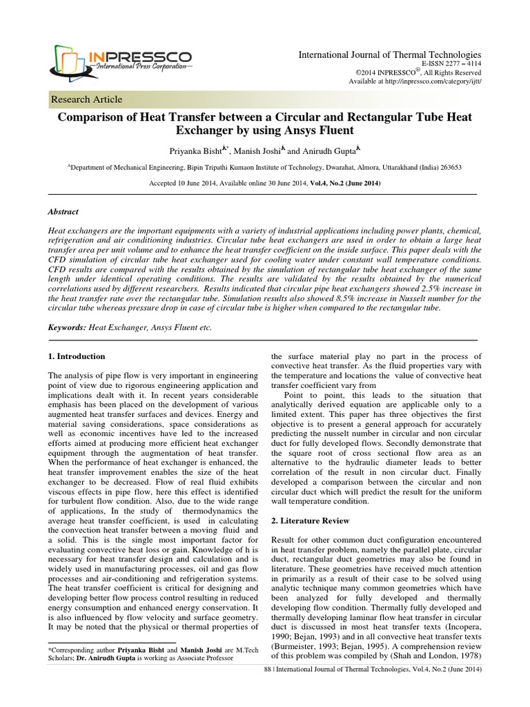 Comparing Circular and Rectangular Pipes in HT | PDF | Heat Transfer ...