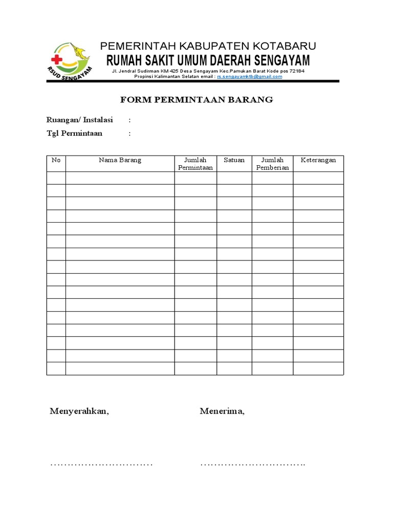 Formulir Permintaan Barang RSUD | PDF