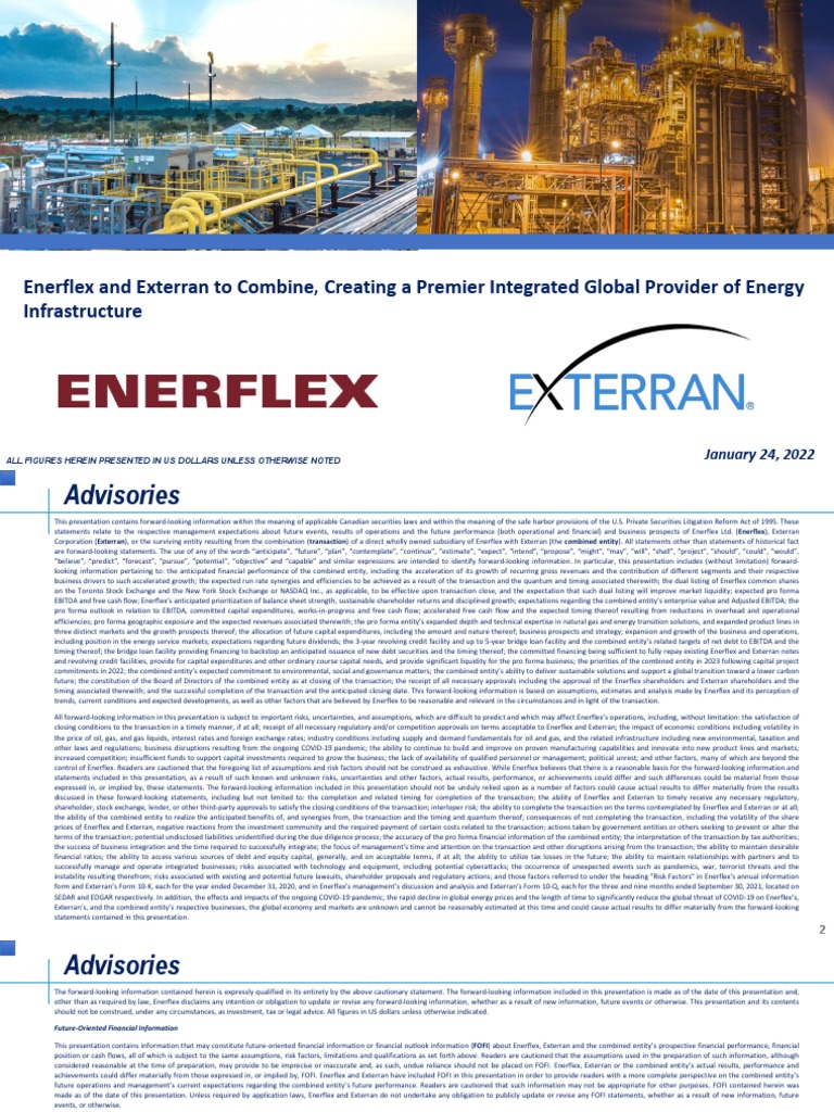 Investor Presentation Enerflex To Acquire Exterran | PDF | Stocks ...
