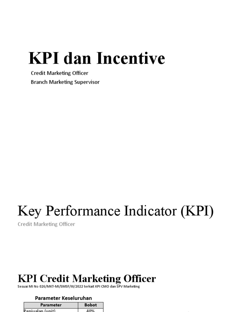 Materi KPI Insentif SPV Dan CMO - 16 Juli 2022 | PDF