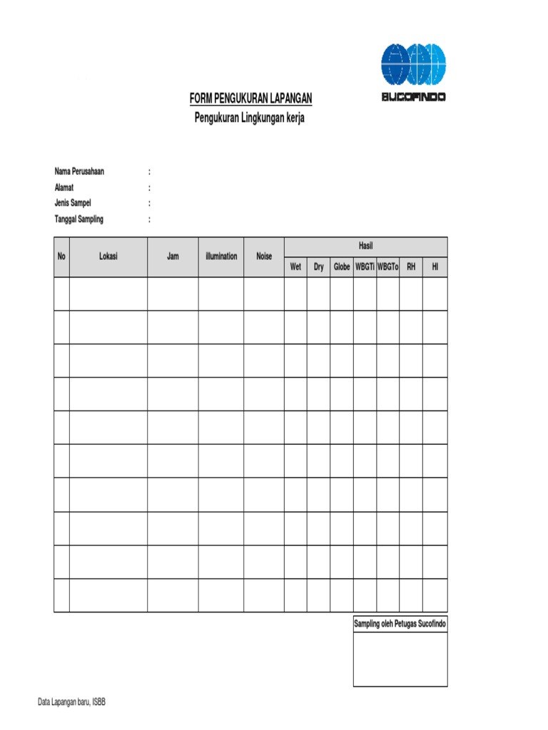 Sampling Lab Lingkungan-Form Pengukuran Cahaya Dan ISBB | PDF