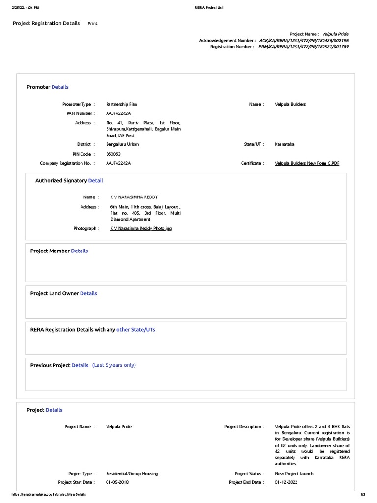 RERA Project List | PDF | Bangalore