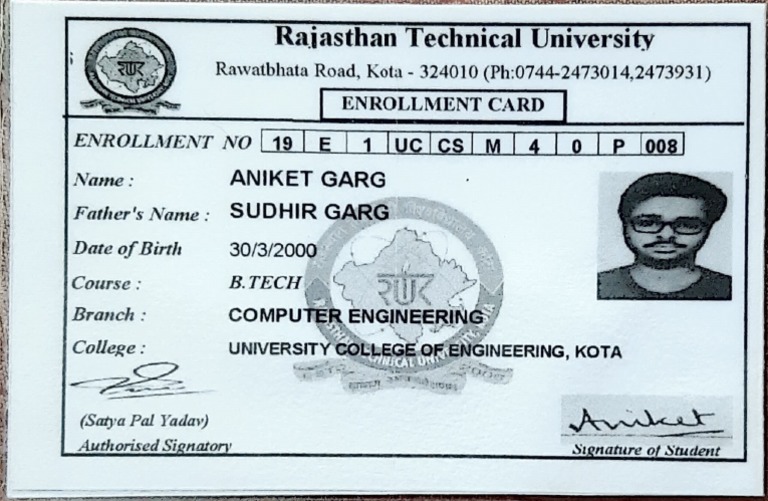 Enrollment Card College | PDF