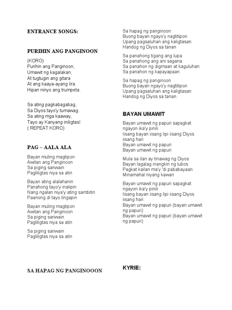 Ordinary Song Lists | PDF