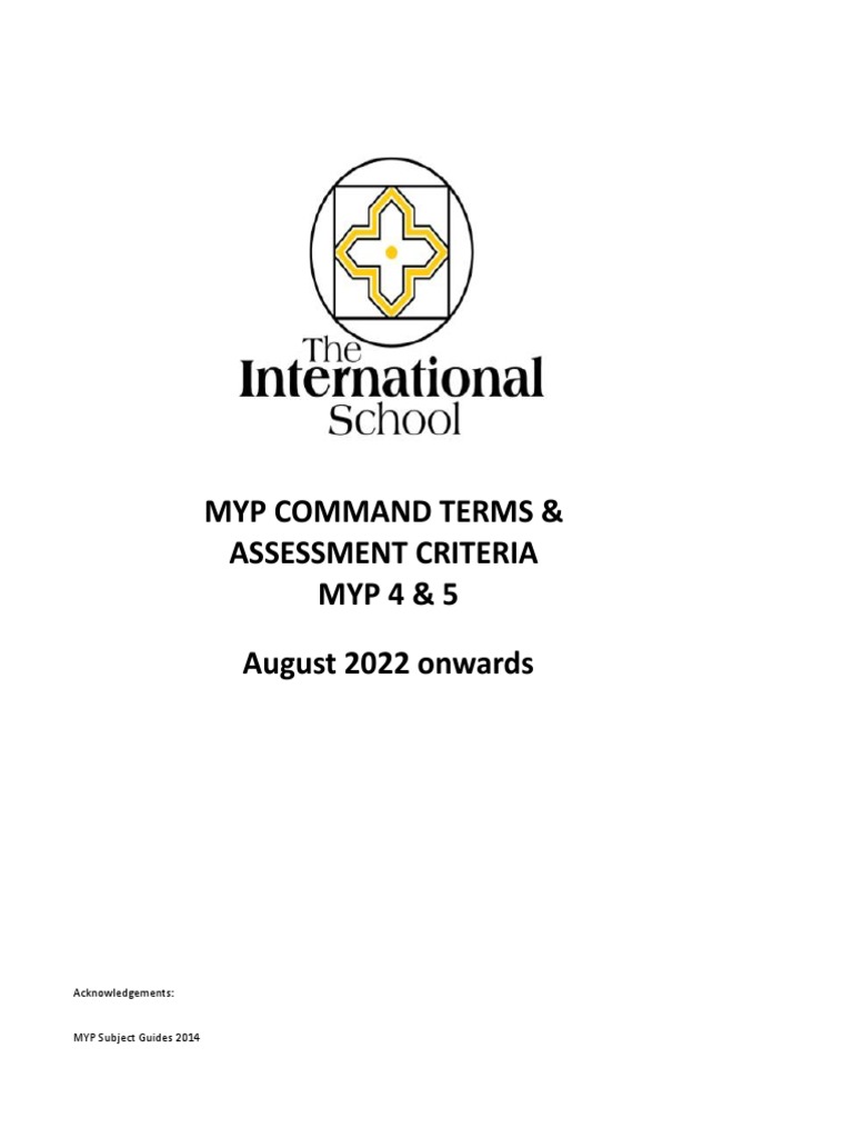 Subject Wise Modified Assessment Criteria MYP 4 & 5 | PDF | Scientific ...