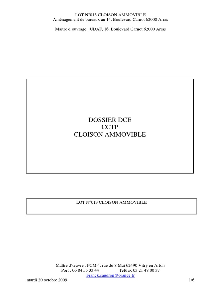 Dossier Dce CCTP Cloison Ammovible | PDF | Matériaux | Secteurs de l'économie