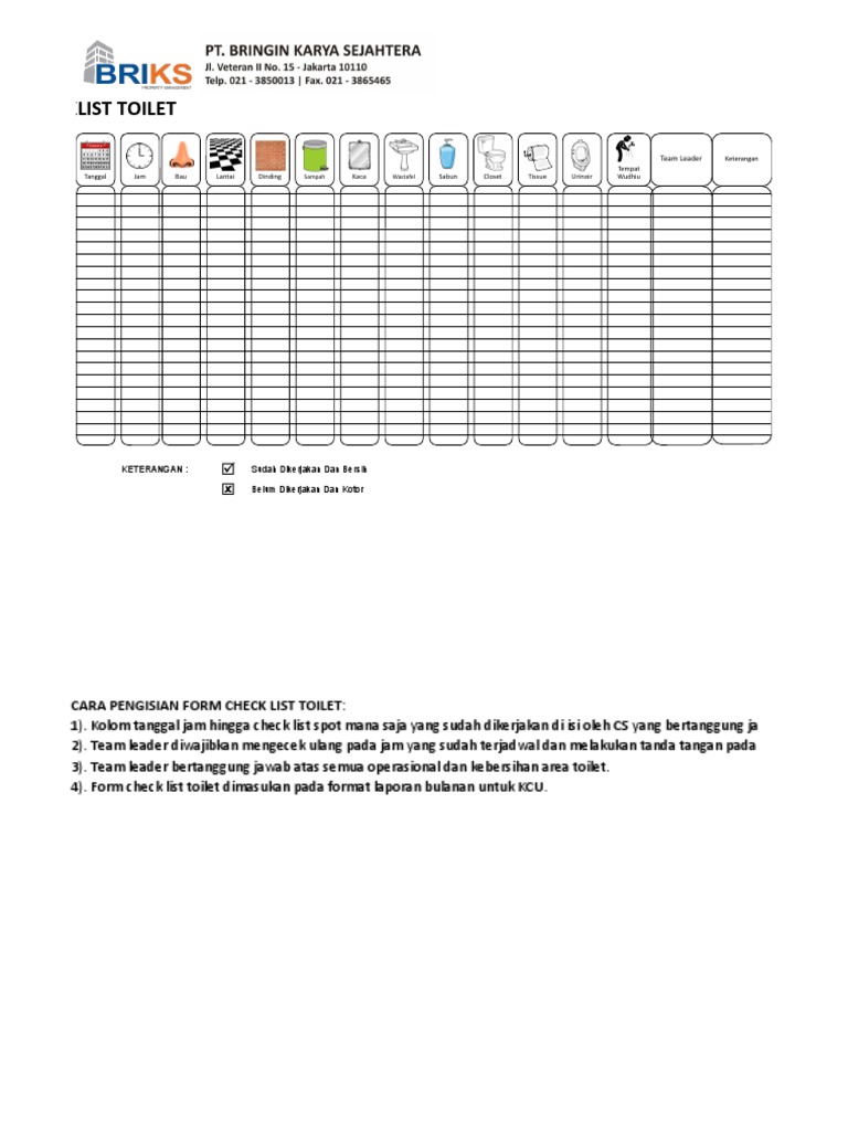 附件 6. Ceklist Toilet Ole文件 | PDF