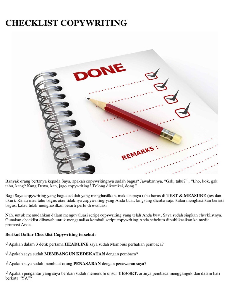 Checklist Copywriting | PDF