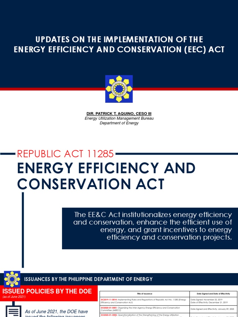 03 Updates On The Implementation of The EE Act | PDF | Efficient Energy ...