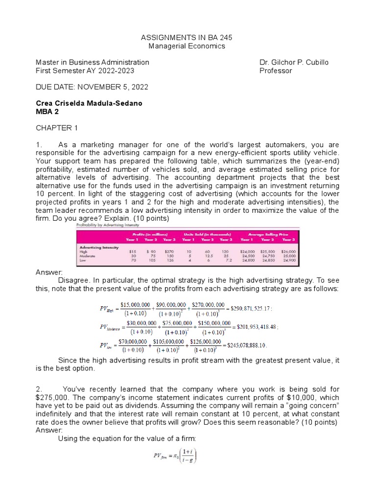 Managerial Economics Assignment 1 | PDF | Supply And Demand | Labour Economics