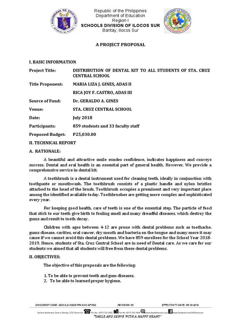 Dental Kit Distribution Proposal | PDF | Toothbrush | Medicine