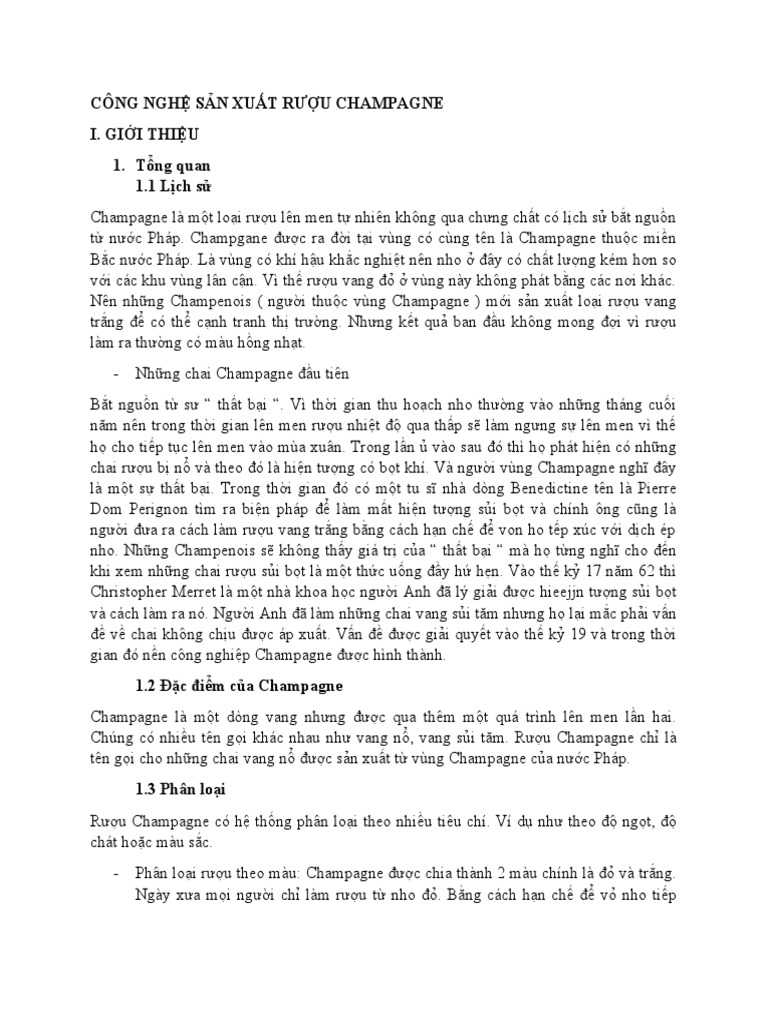 CÔNG NGHỆ SẢN XUẤT RƯỢU CHAMPAGNE | PDF