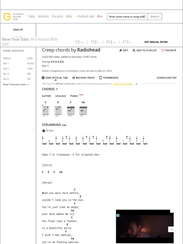 CREEP CHORDS (Ver 2) by Radiohead @ | PDF