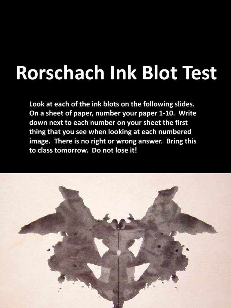 Rorschach Ink Blot Test Instructions | PDF | Language Arts & Discipline