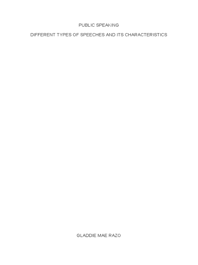 Public Speaking - Different Type of Speeches | PDF | Experience ...