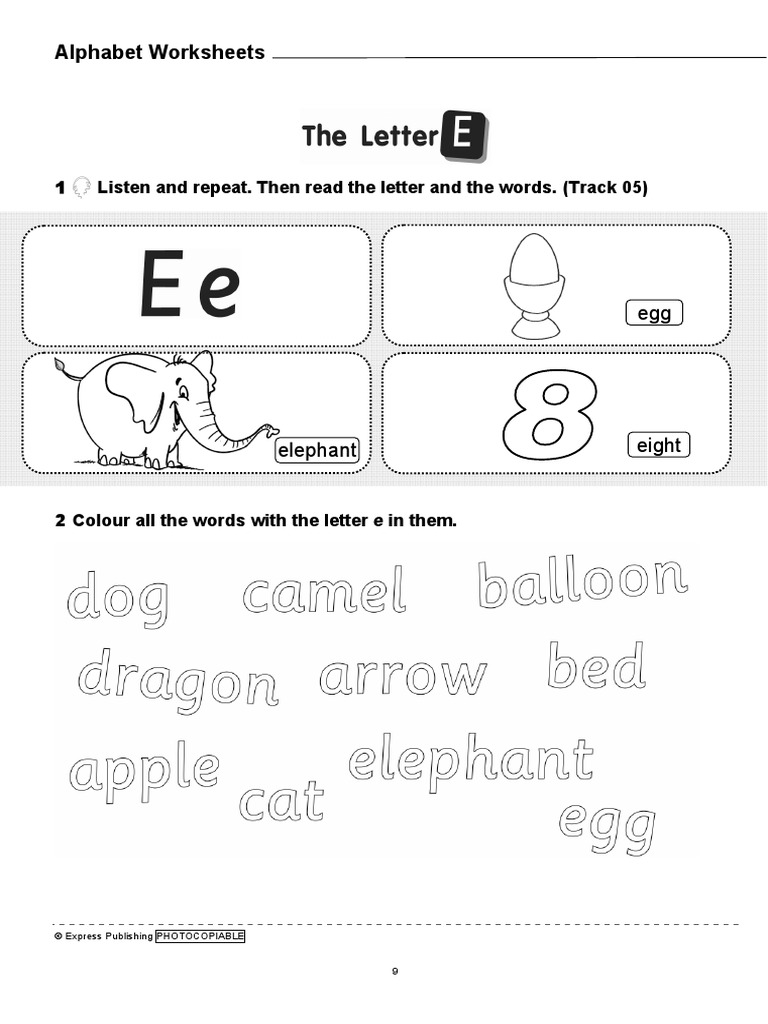 Alphabet Worksheets: 1 Listen and Repeat. Then Read The Letter and The ...