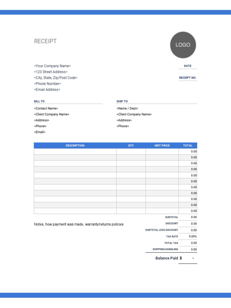 Receipt Template Big Margin | PDF | Receipt | Taxes