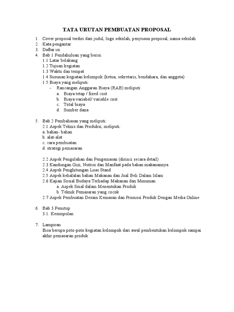 Tata Urutan Pembuatan Proposal Pdf