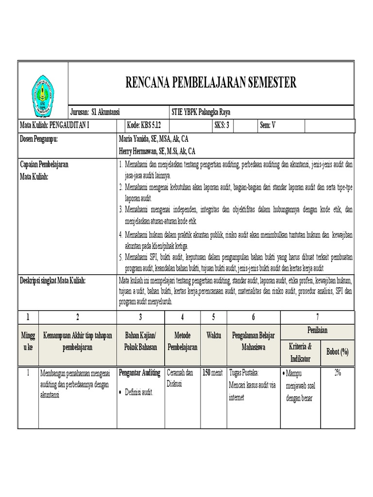 Contoh RPS Stie Ybpk | PDF