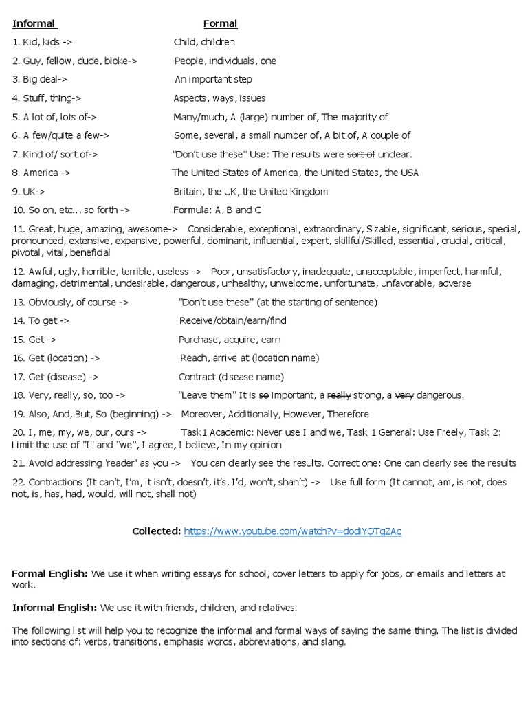 Formal and Informal English | PDF | English Language | Cognitive Science