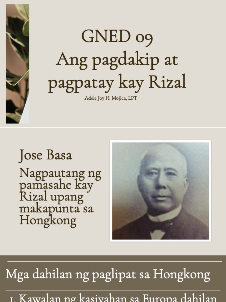 Gned 9 Hongkong, Pagdakip at Pagpatay Kay Rizal | PDF
