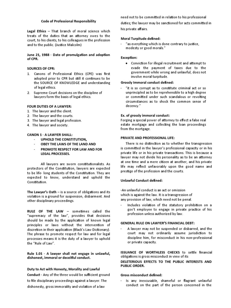 Code of Professional Responsibility | PDF | Lawyer | Practice Of Law