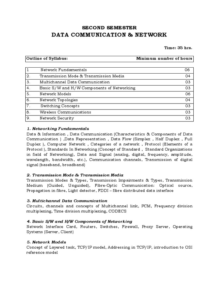 PGDCA 2nd Data Communication and Networks | PDF | Computer Network | Telecommunications