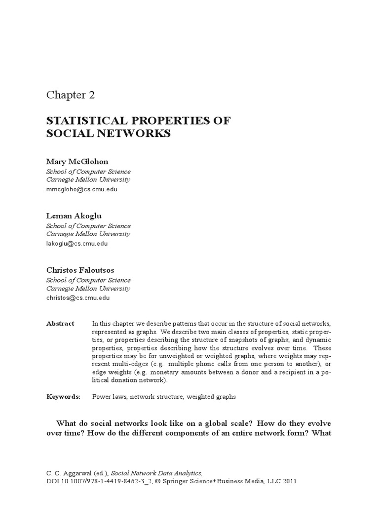 Statistical Properties of Social Networks: Mary Mcglohon | PDF | Graph ...