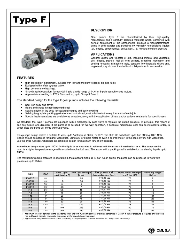Ficha Tipo F Ingles | PDF | Pump | Liquids